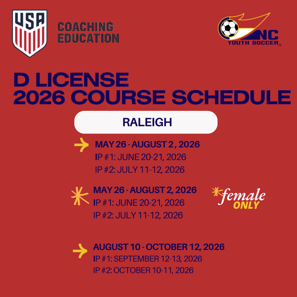 2026 Coaching Education Course List - North Carolina Youth Soccer